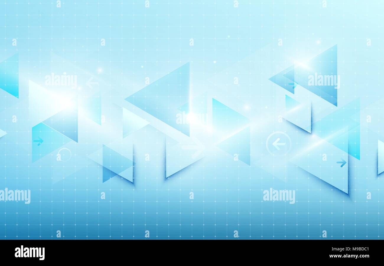 Abstract blue technology digital hi tech concept and triangles shiny ...
