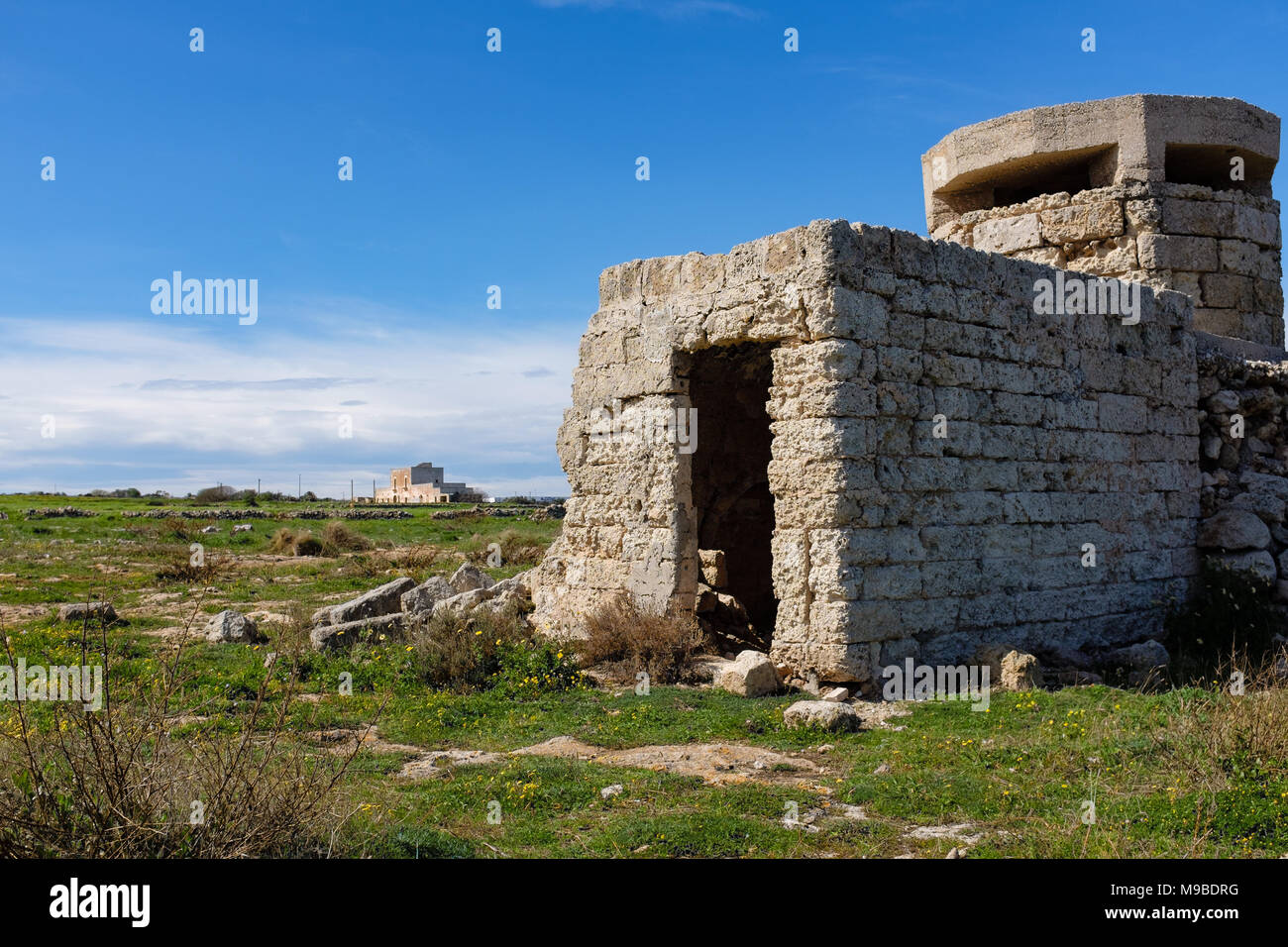 Coastline in Polignano with relic of military bunker of World War II ...