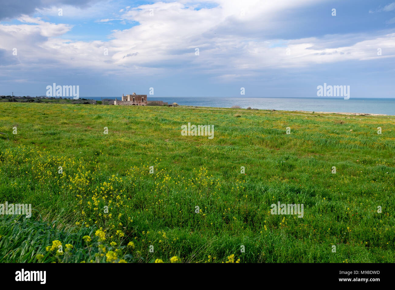 Old typical farm called masseria. Coast of Polignano. Apulia, Italy ...