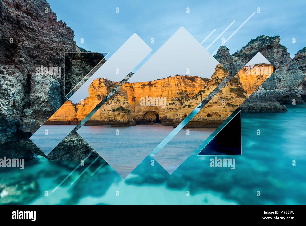 Poly scape nature background with ocean. Polyscape wilderness ...