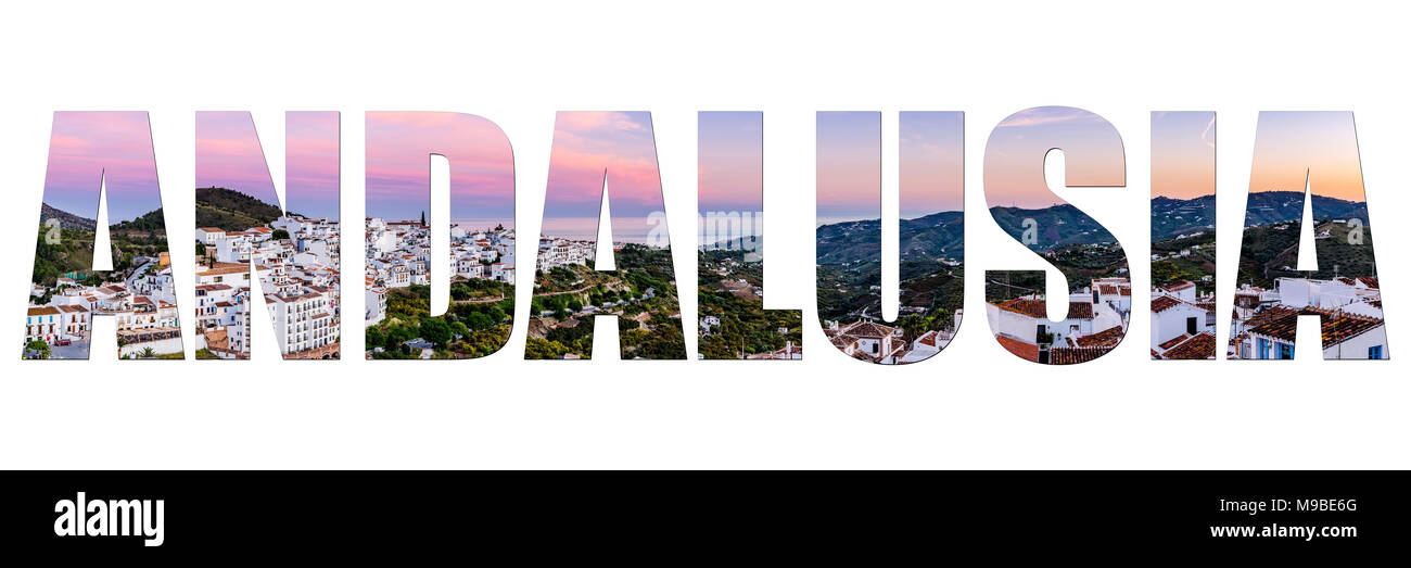 Andalusia letters isolated on white with image, panoramic view Stock ...