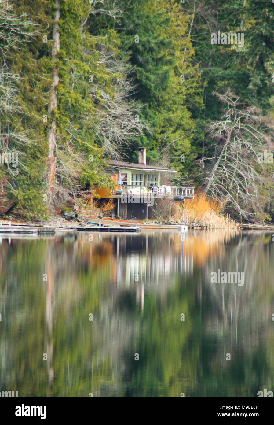 Calm and peaceful lake with reflection Stock Photo - Alamy