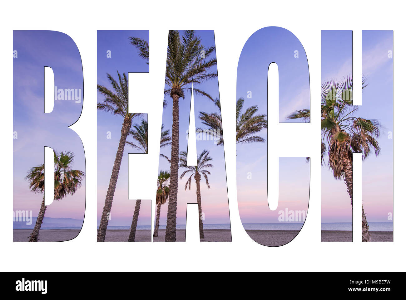 Beach letters isolated, post card template mock up Stock Photo - Alamy