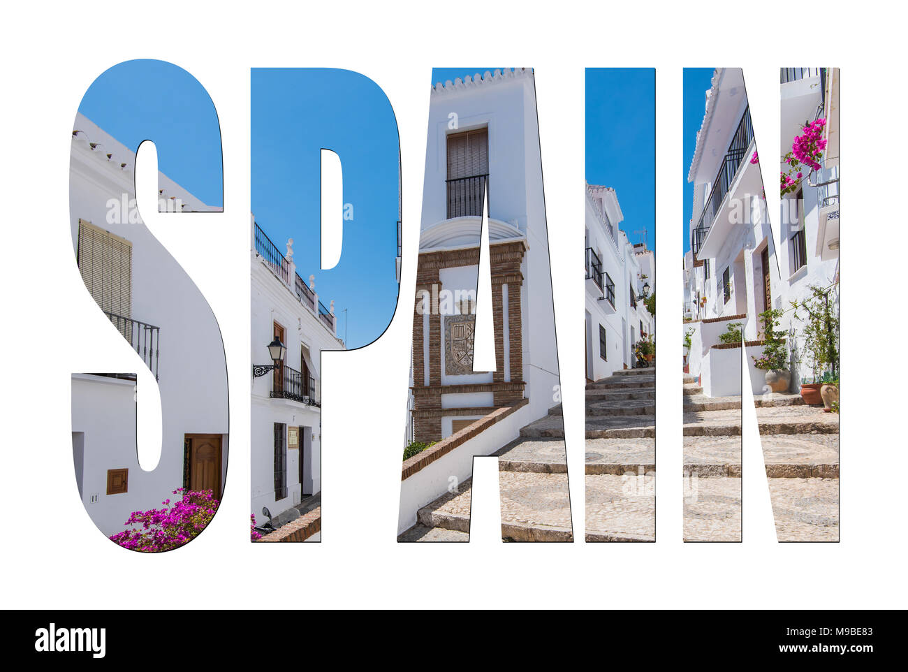 Spain letters isolated, post card template mock up Stock Photo - Alamy