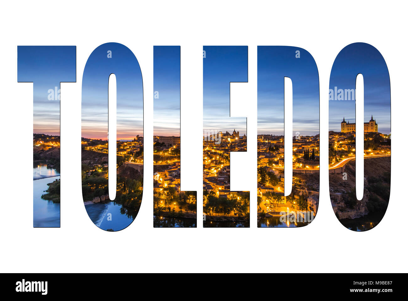 Toledo letters isolated, post card template mock up Stock Photo - Alamy