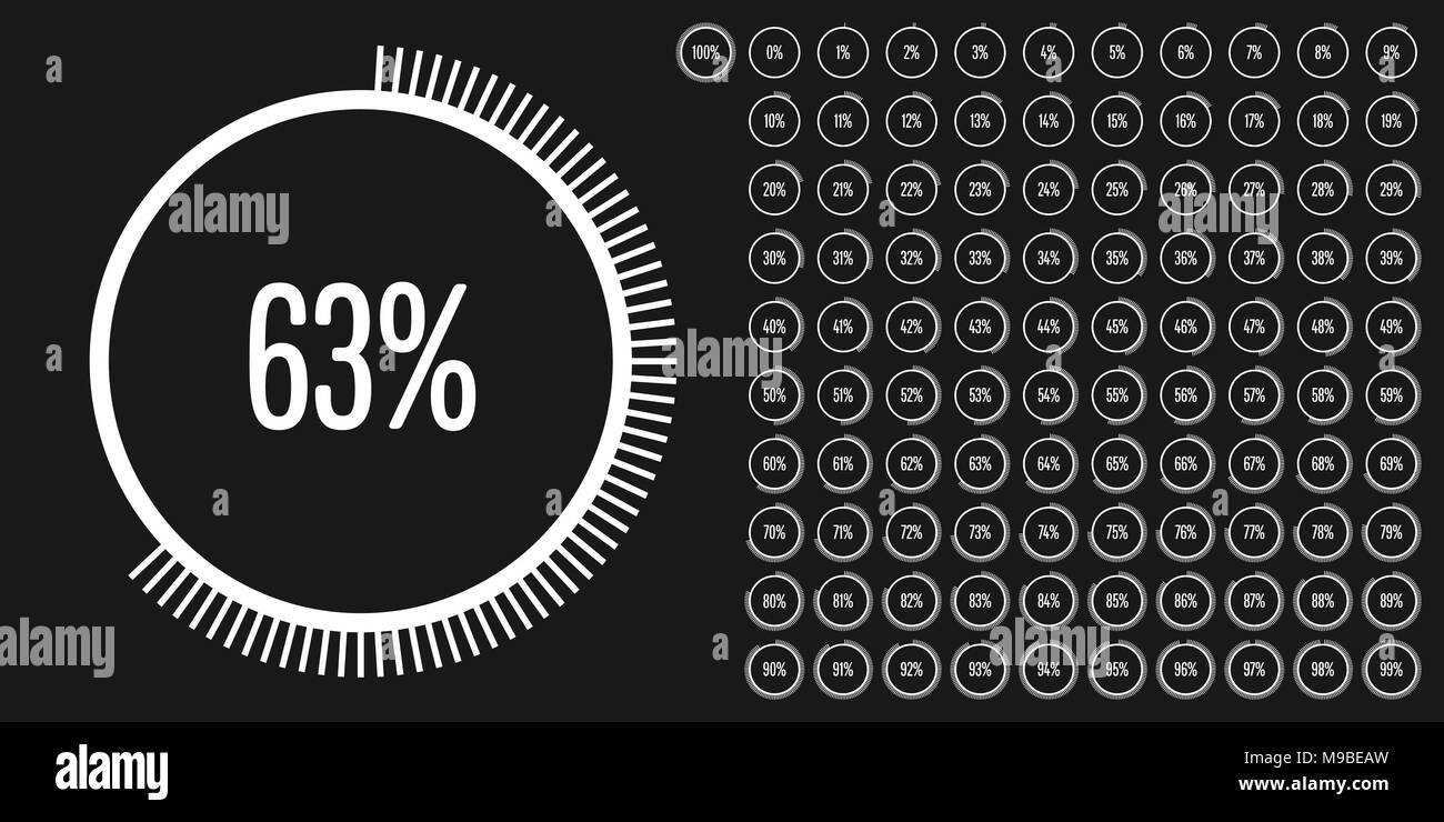 Set of circle percentage diagrams from 0 to 100 ready-to-use for web ...