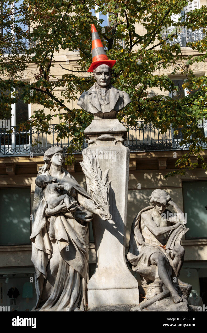 Paris - Sorbonne Square. Monument of Auguste Comte french philosopher ...