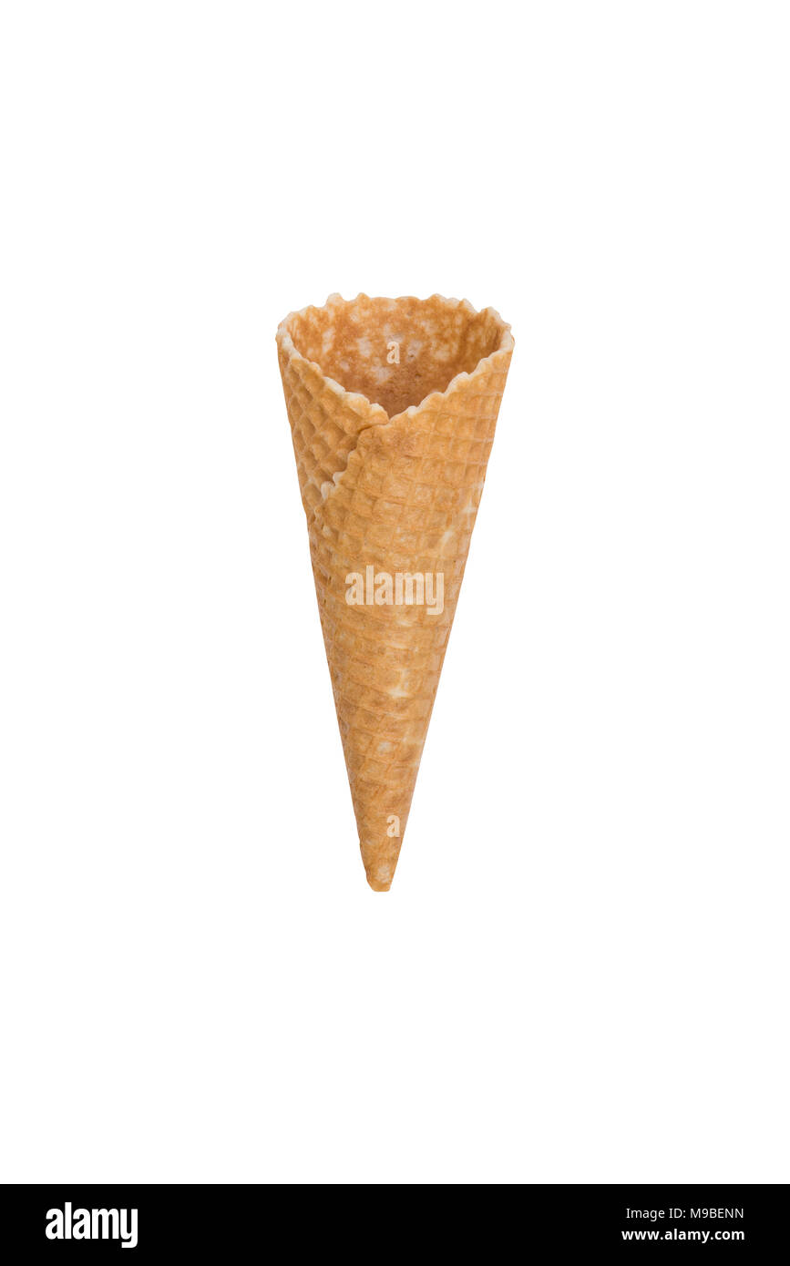 Single waffle ice cream cone isolated on white Stock Photo - Alamy
