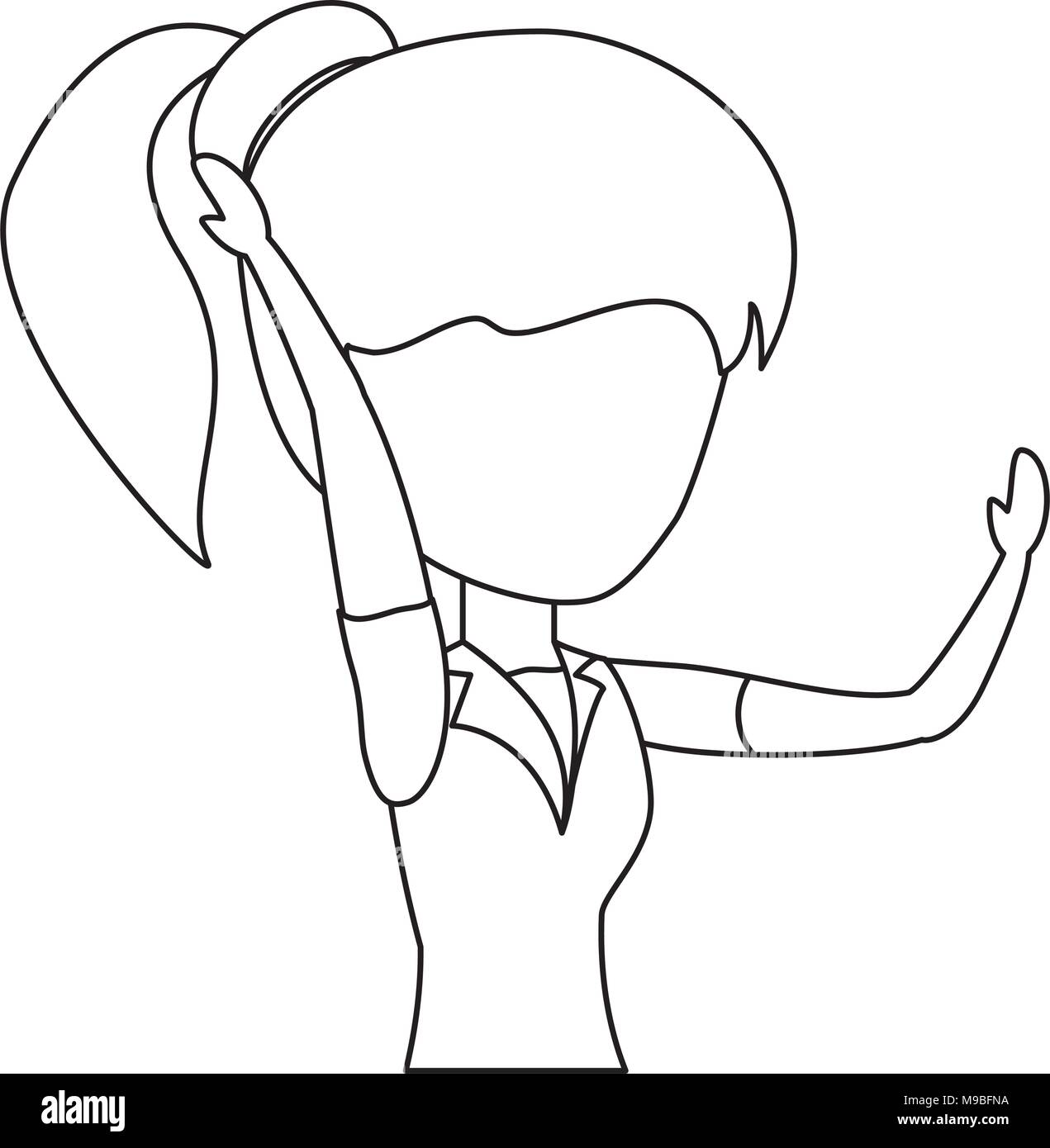 avatar woman with pony tail over white background, vector illustration ...