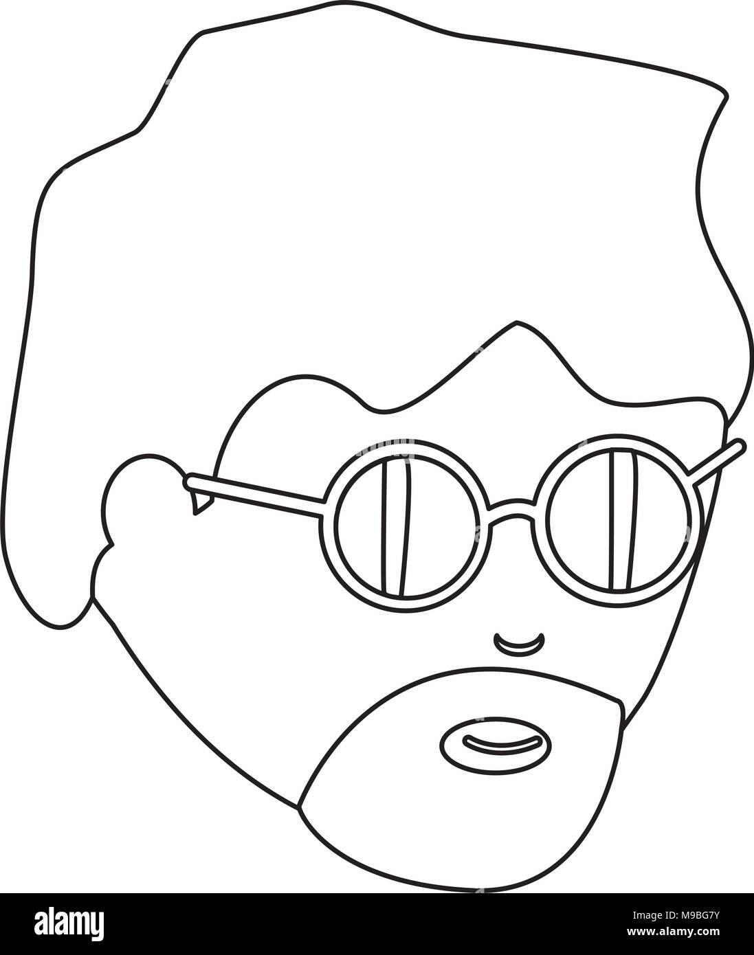 avatar man with beard and wearing round glasses over white background ...