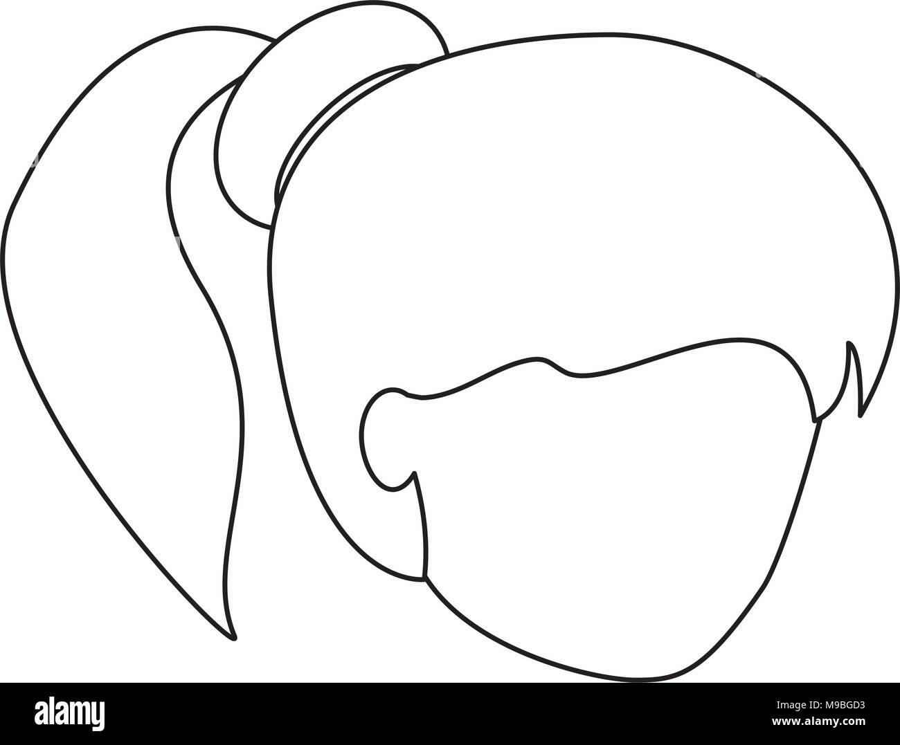 avatar woman with pony tail over white background, vector illustration ...