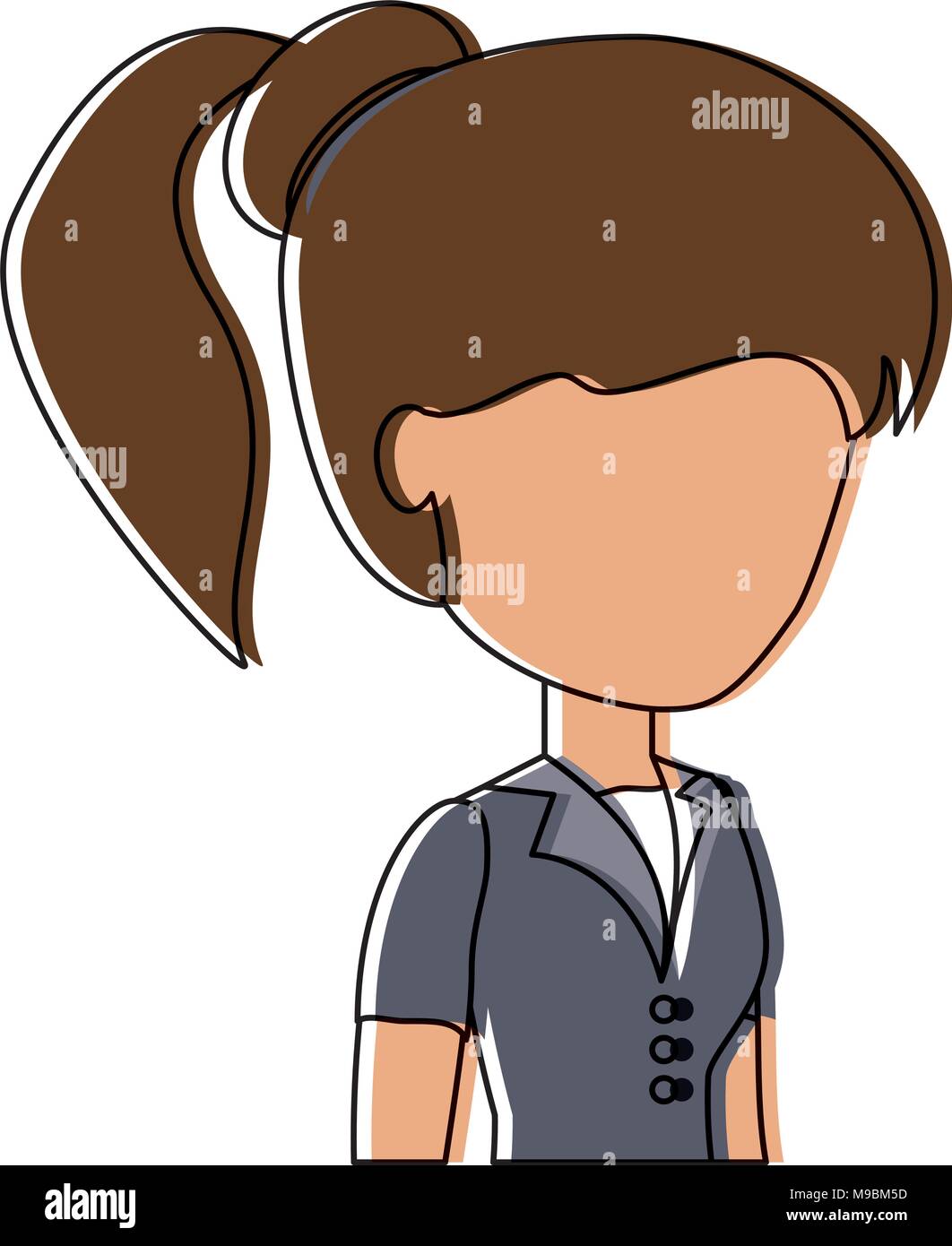 avatar woman with pony tail over white background, colorful design ...