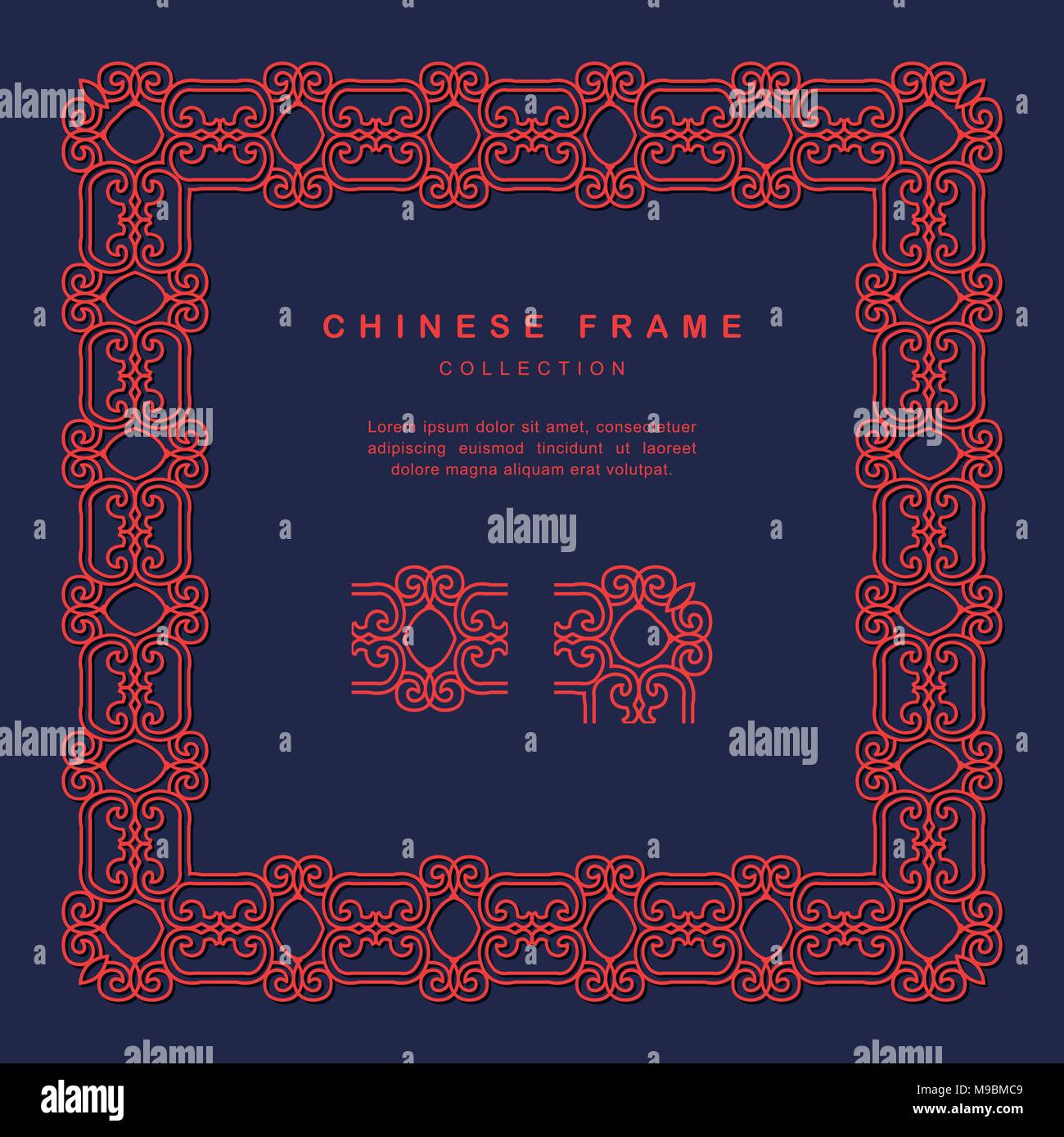 Traditional Chinese Frame Tracery Design Decoration Elements Stock ...