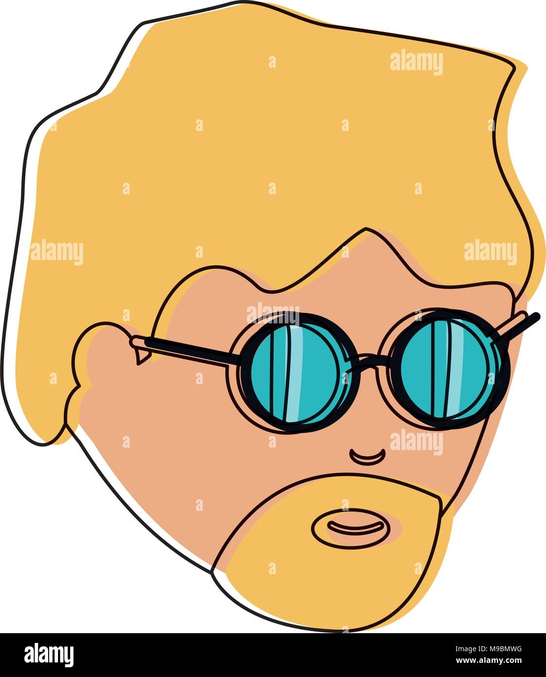 avatar man with beard and wearing round glasses over white background ...