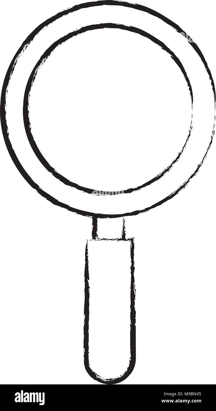 sketch of magnifying glass icon over white background, vector ...