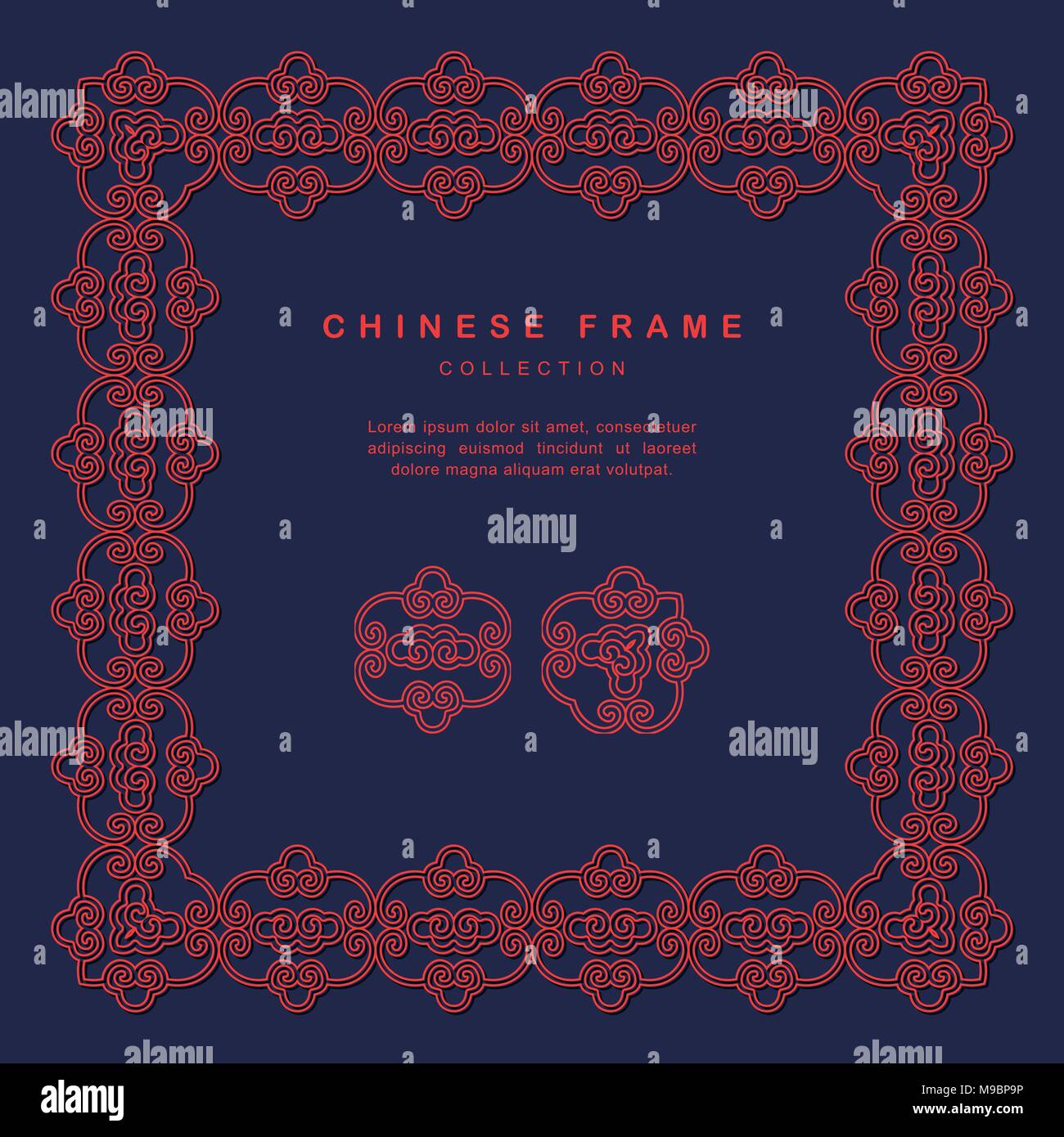 Traditional Chinese Frame Tracery Design Decoration Elements Stock ...