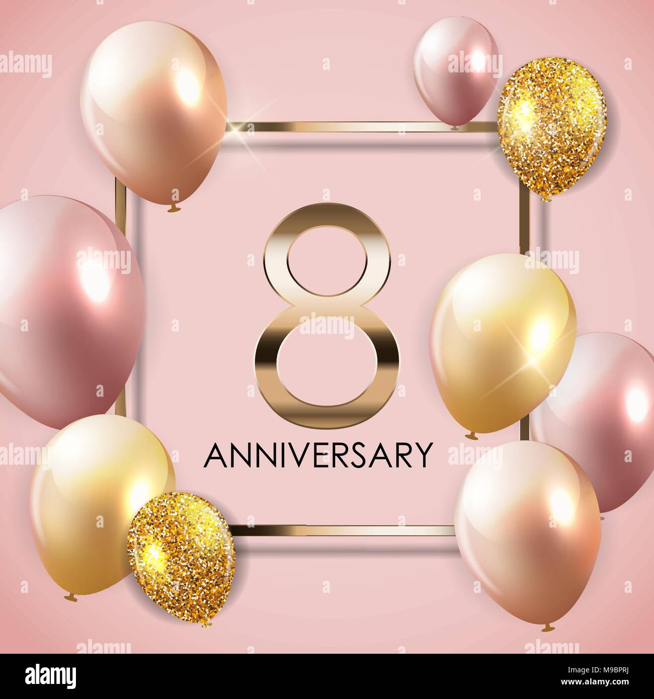 Template 8 Years Anniversary Background with Balloons Vector ...