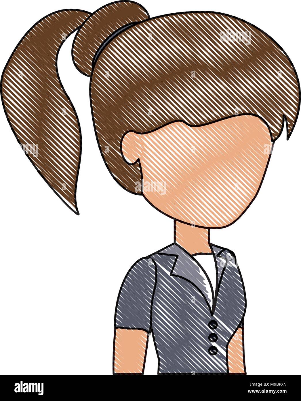 avatar woman with pony tail over white background, colorful design ...