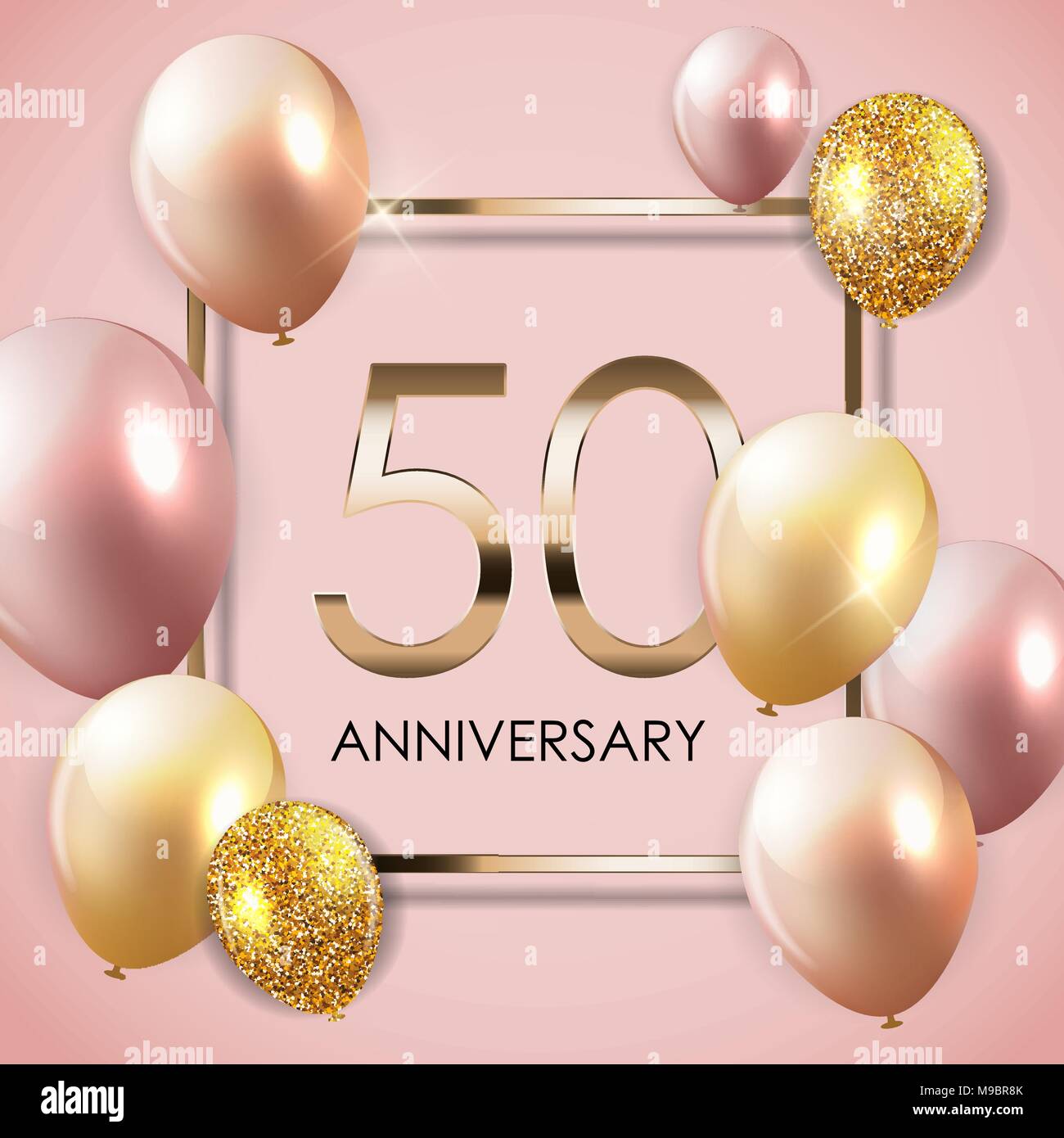 Template 50 Years Anniversary Background with Balloons Vector ...