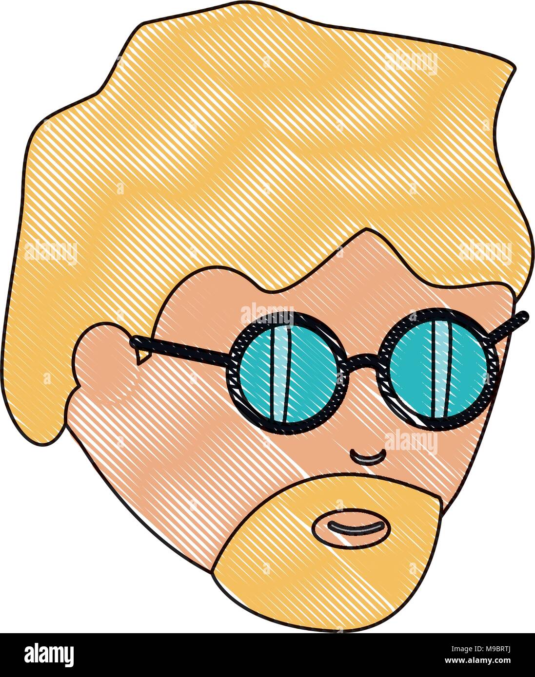 avatar man with beard and wearing round glasses over white background ...