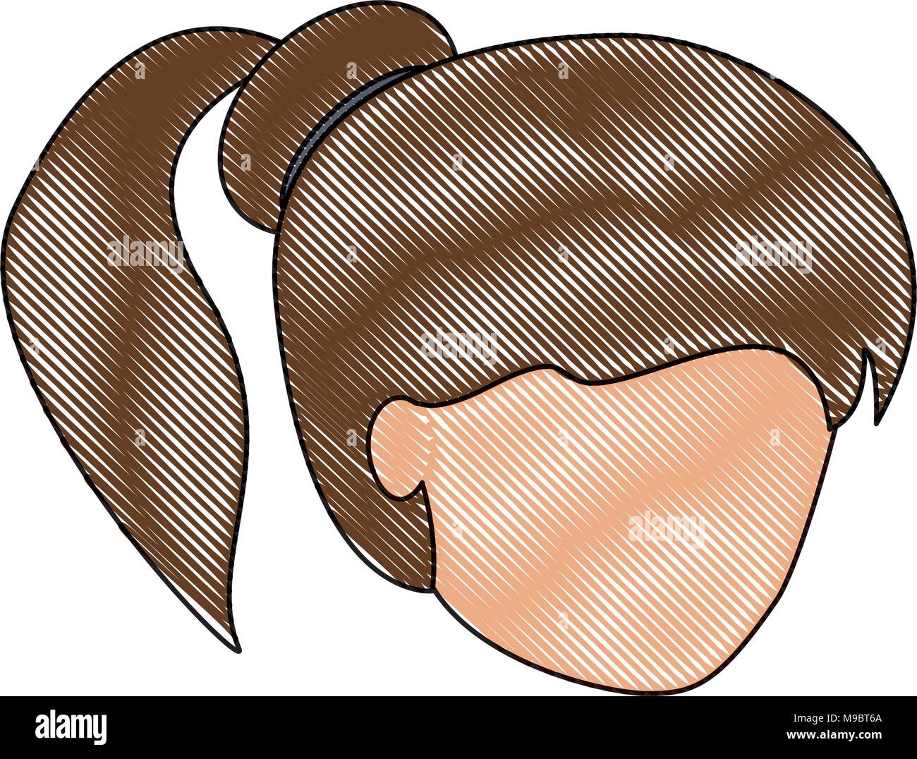 avatar woman with pony tail over white background, colorful design ...