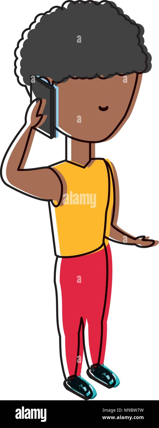avatar man standing and talking on cellphone over white background ...