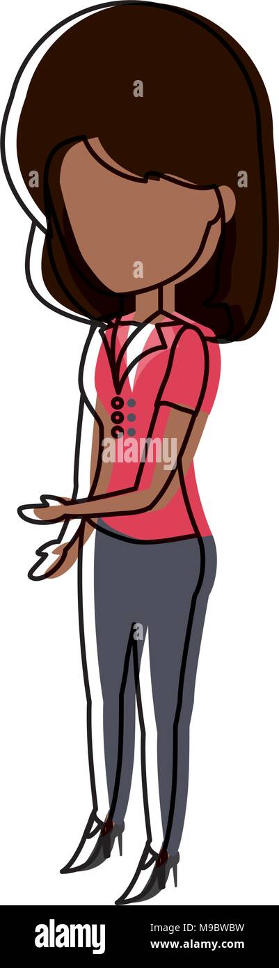 avatar woman standing over white background, colorful design. vector ...