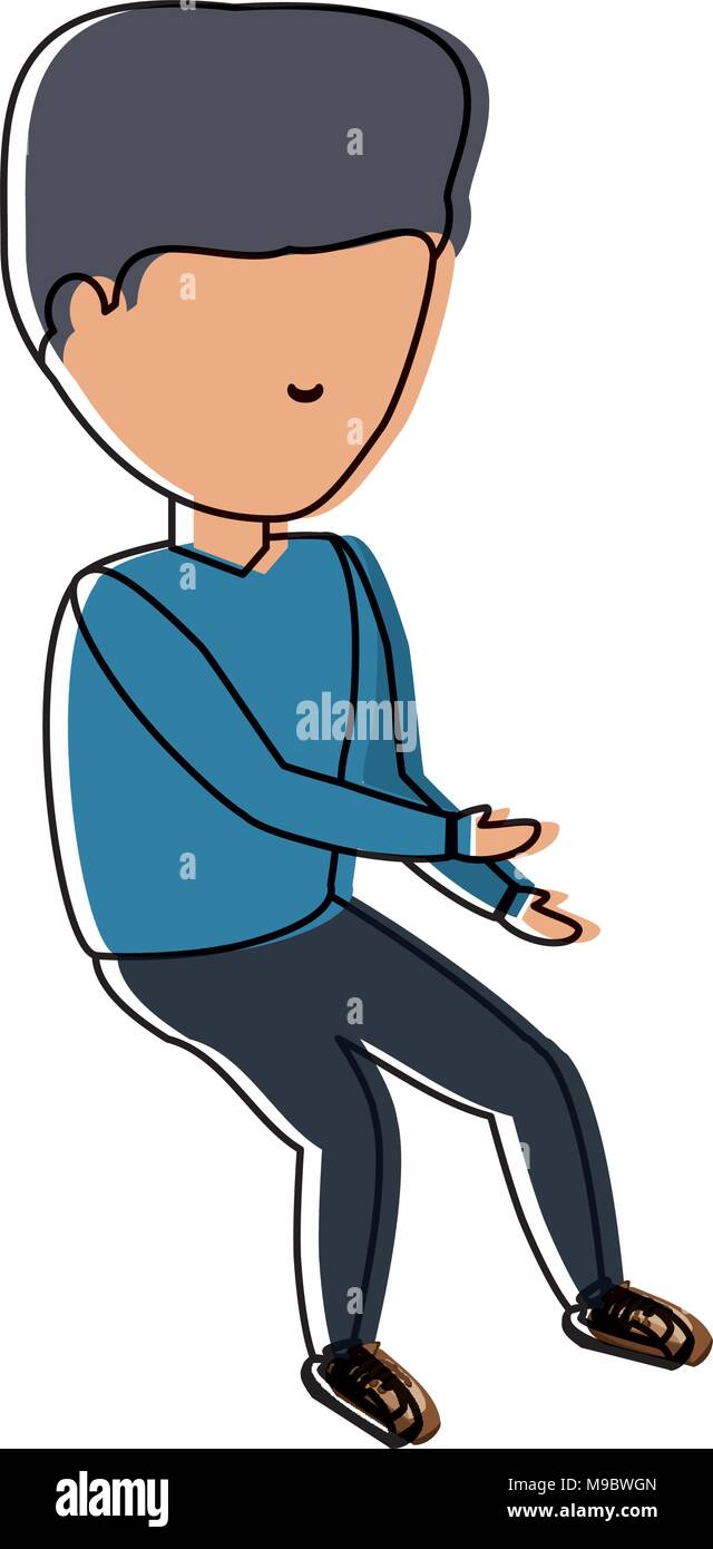 avatar man sitting icon over white background, colorful design. vector ...