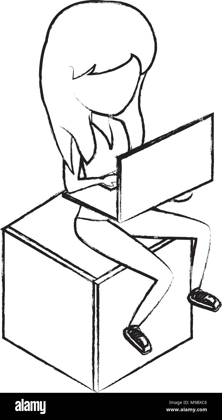 Girl studying online computer Black and White Stock Photos & Images - Alamy