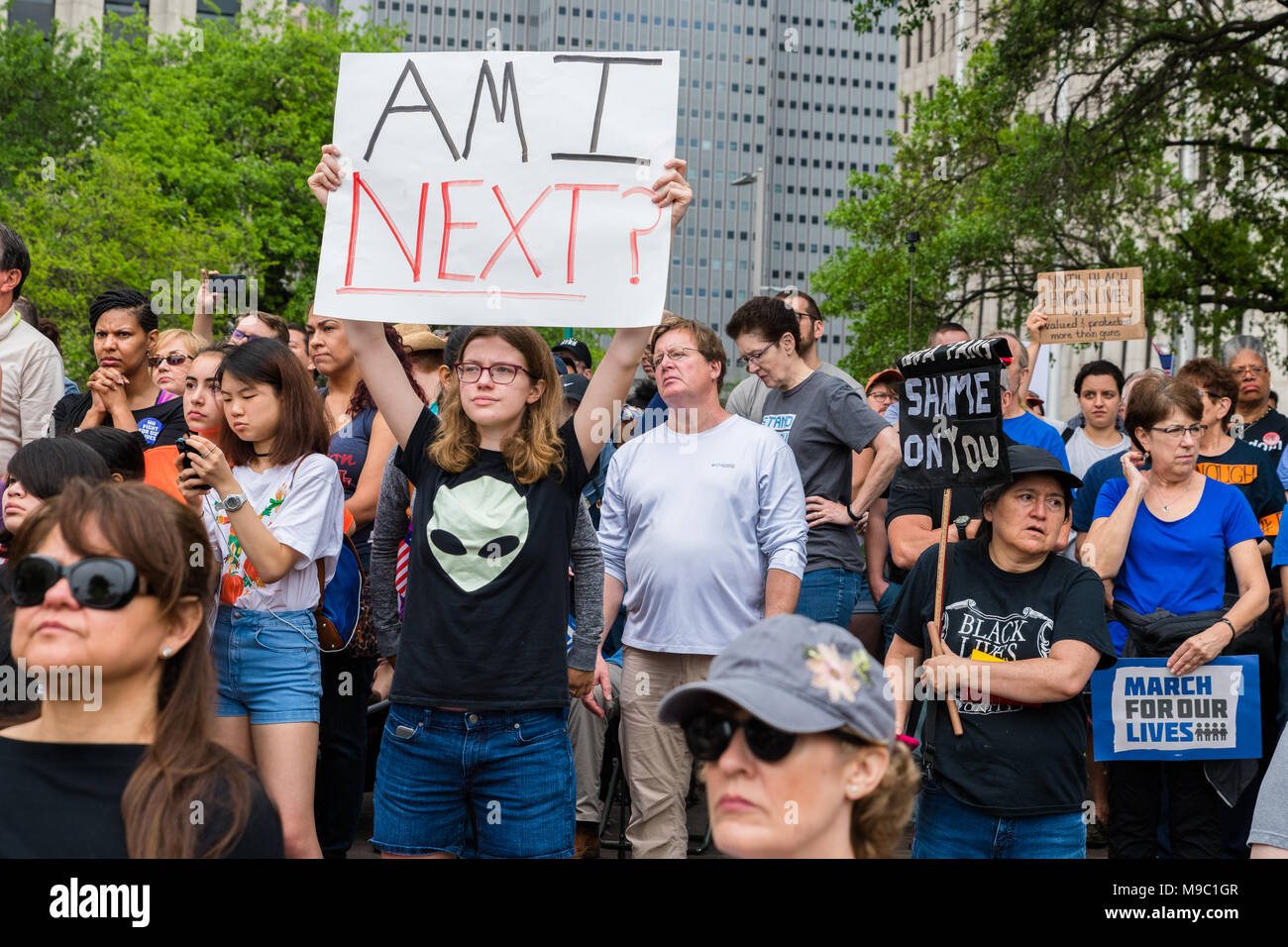 Houston, Texas - March 24, 2018: Texas students and families protest ...