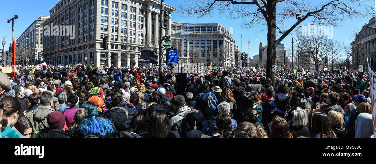 Washington, DC, USA. 24th Mar, 2018. A 3 frame panoramic photos shows ...