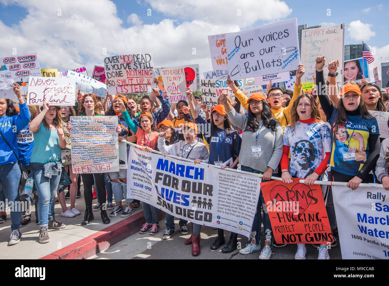 San Diego, California, USA. 24th Mar, 2018. Protesters parade at ...