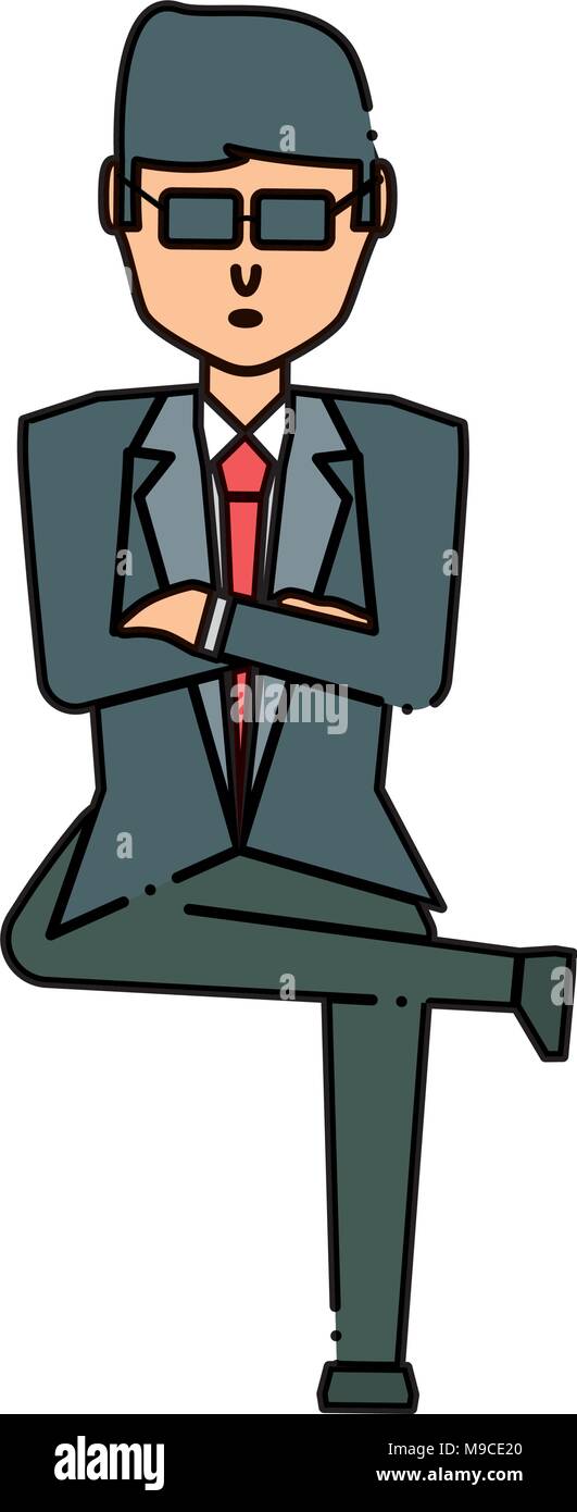 avatar businessman sitting over white background, colorful design ...