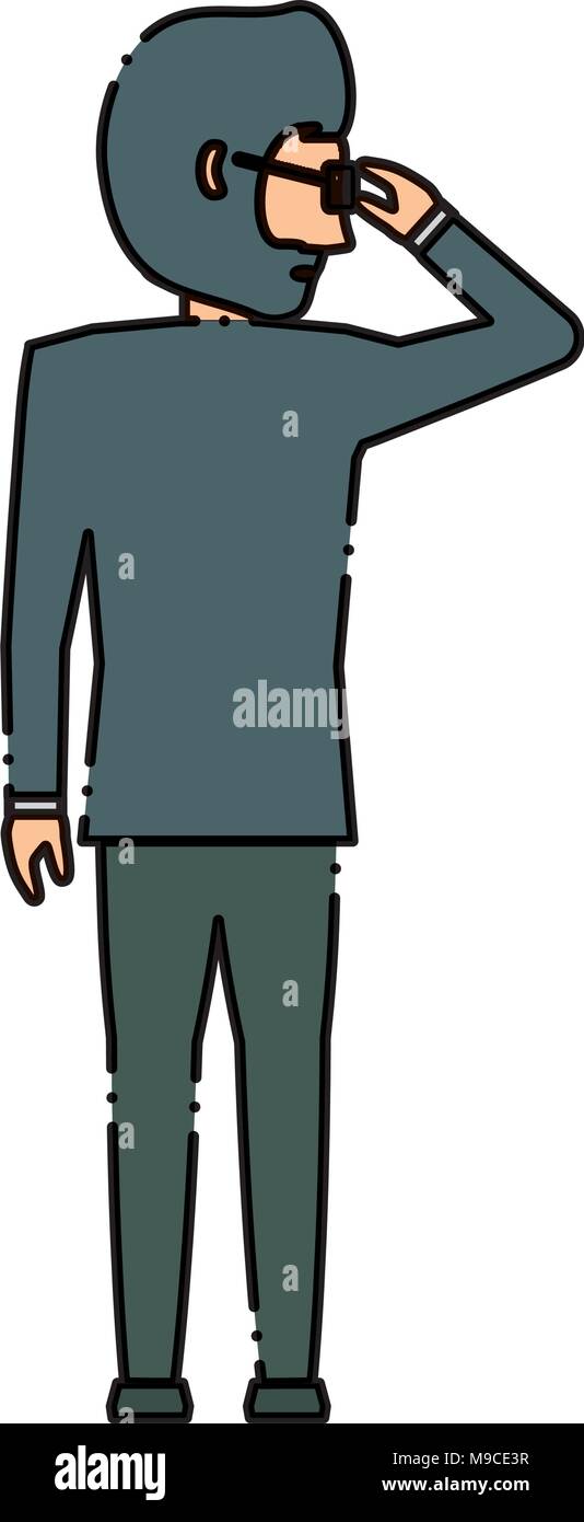 avatar businessman standing and thinking over white background ...