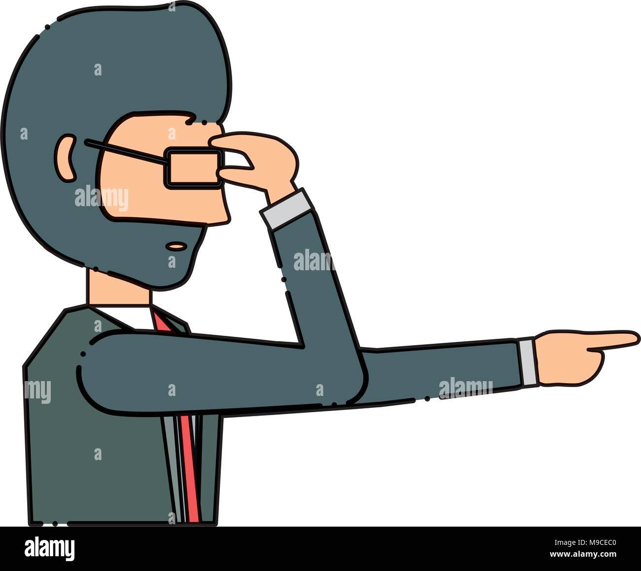 avatar businessman pointing over white background, colorful design ...