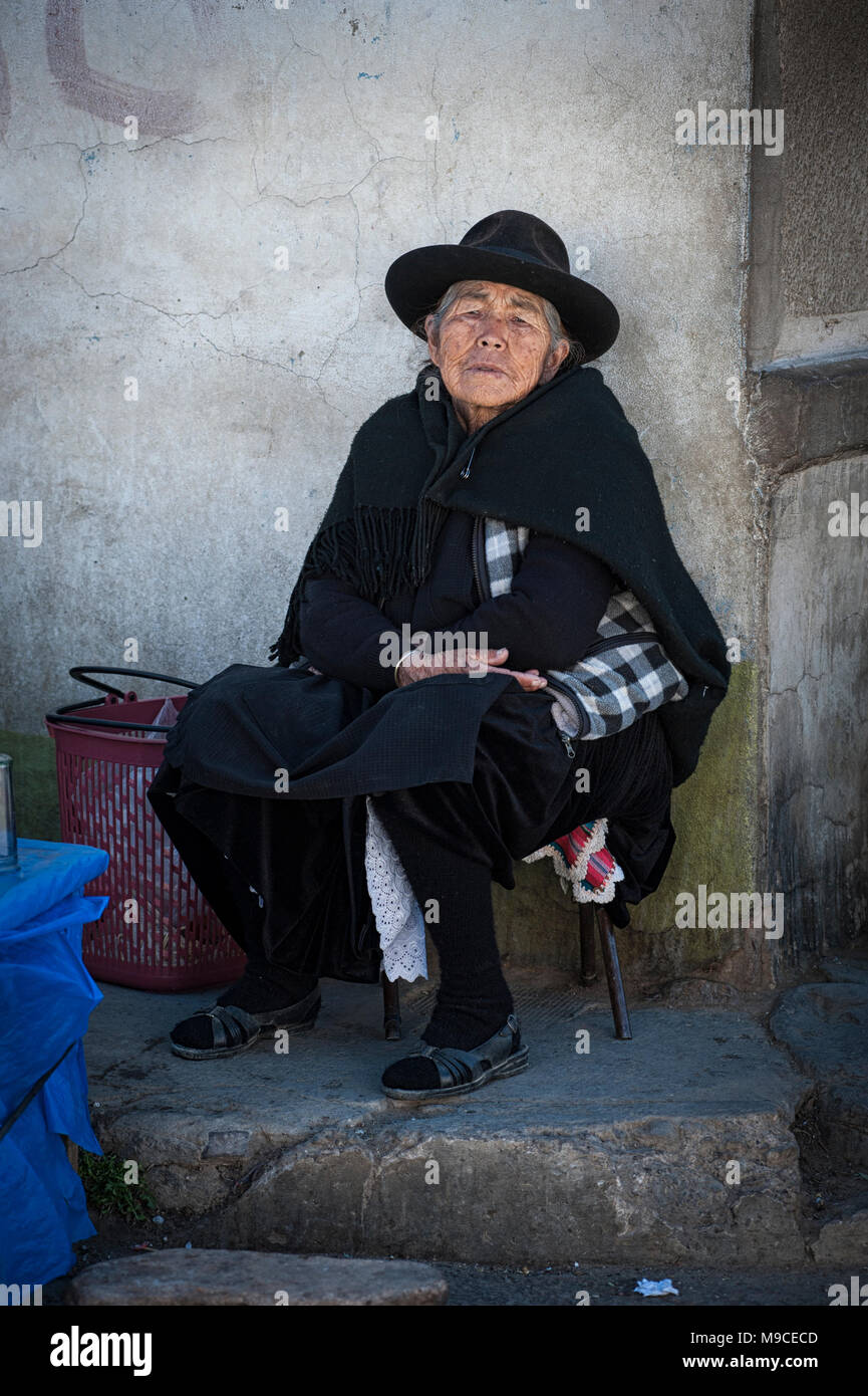 Unidentified indigenous native Quechua woman with traditional tribal ...