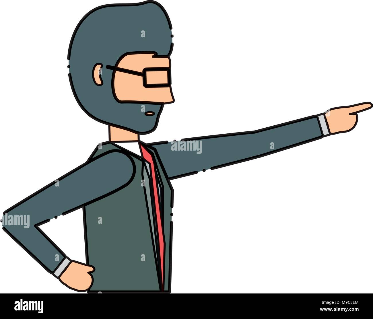 avatar businessman pointing over white background, colorful design ...