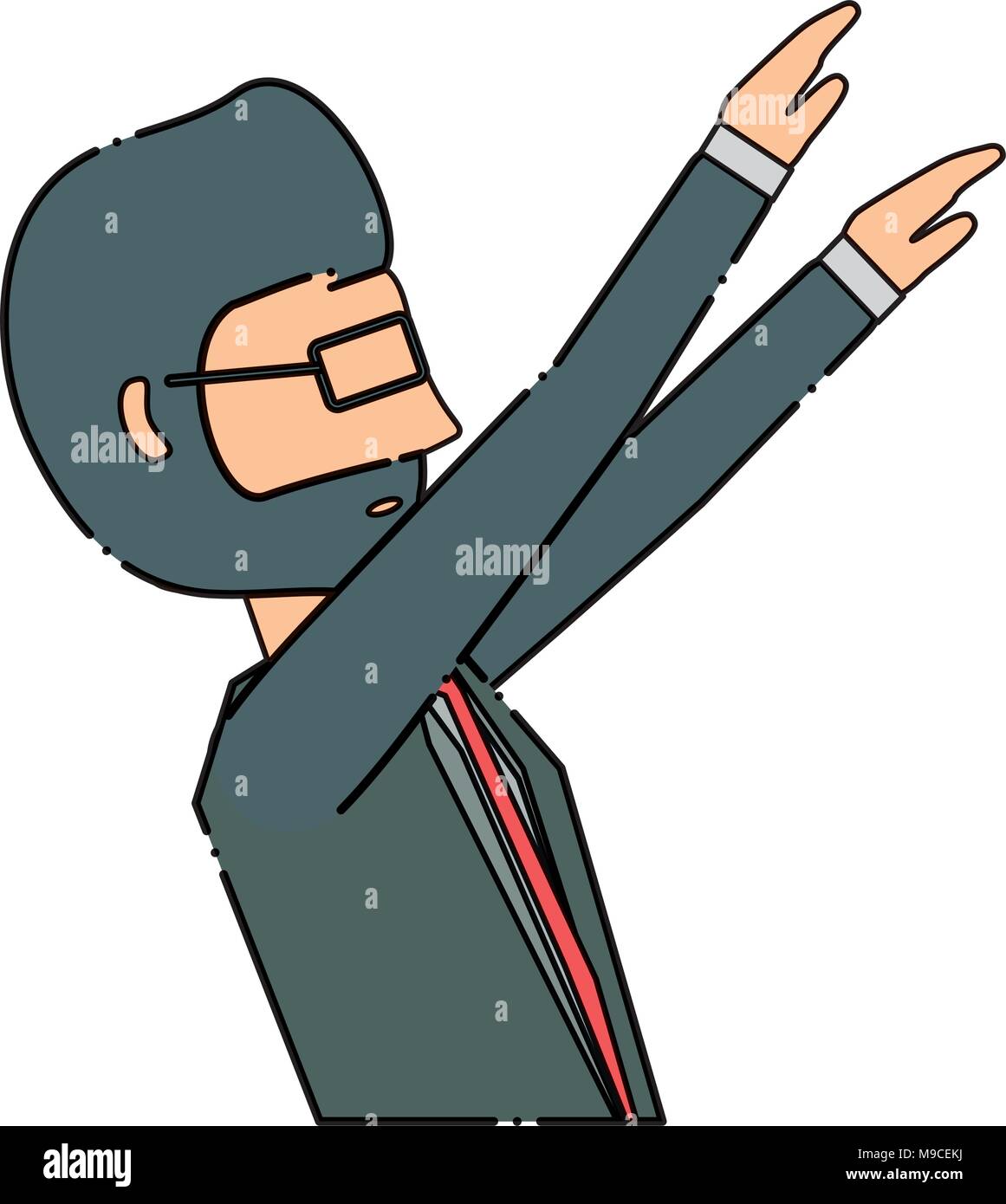 avatar businessman with arms up over white background, colorful design ...