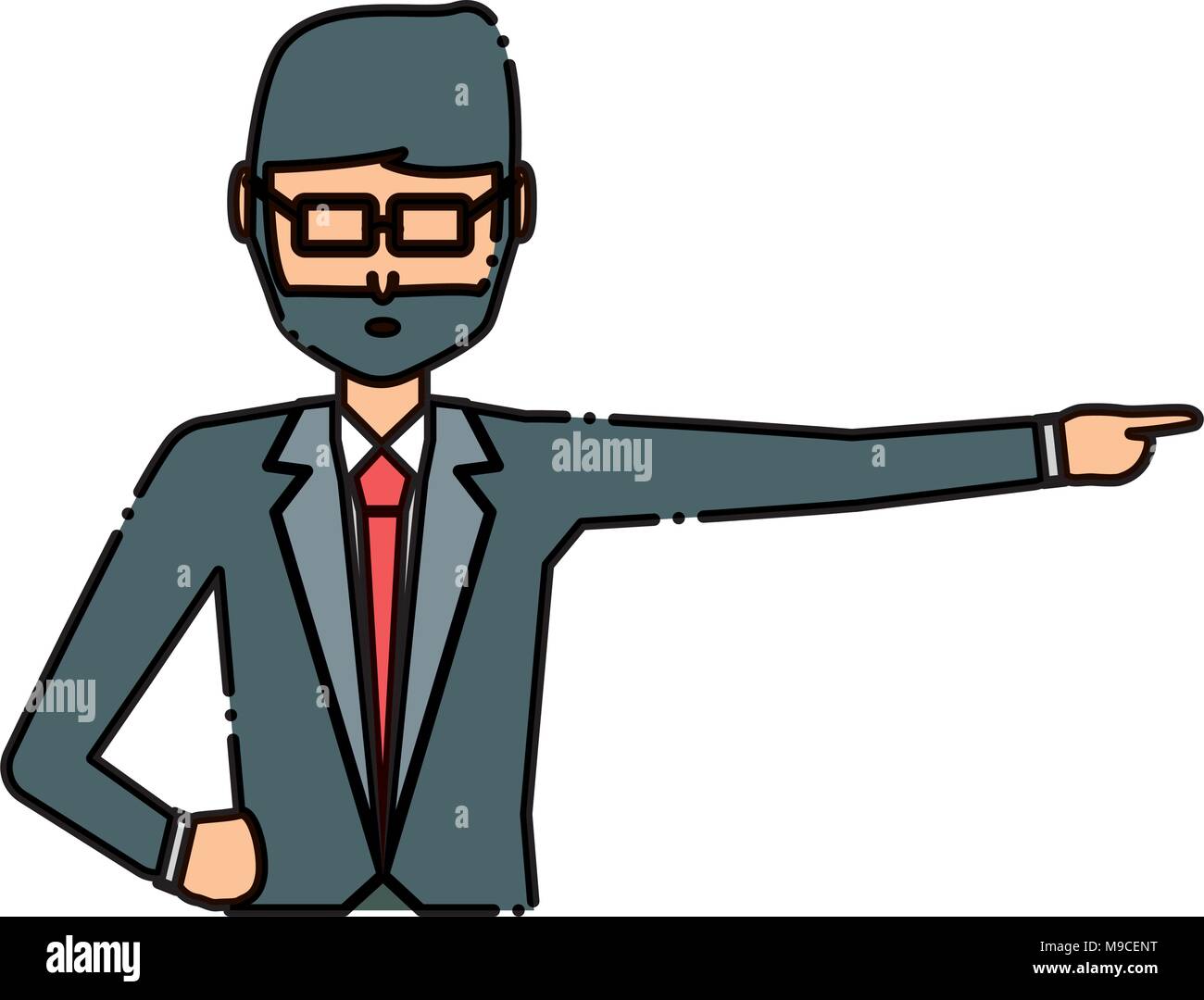 avatar businessman pointing over white background, colorful design ...