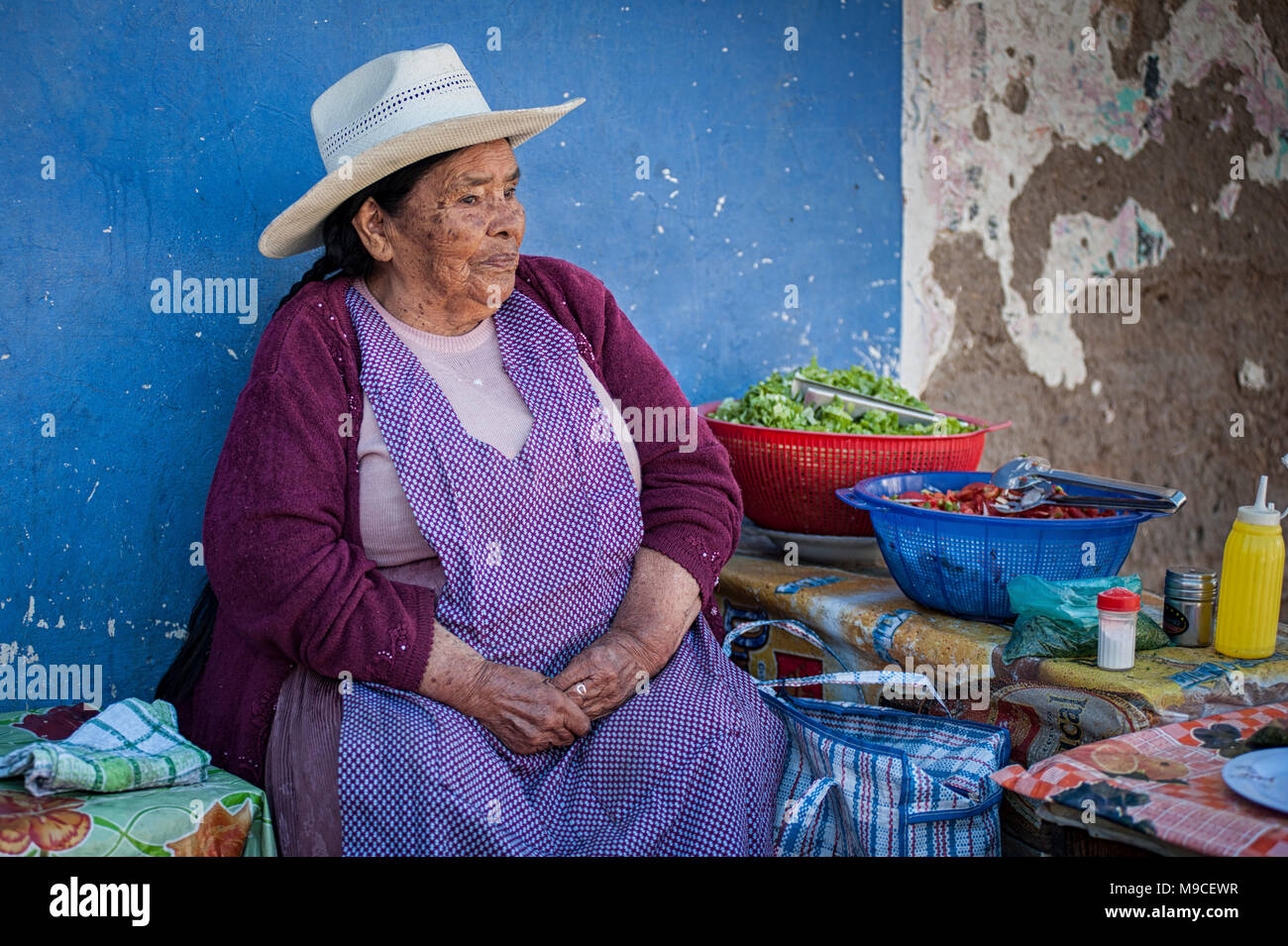 Unidentified indigenous native Quechua woman with traditional tribal ...