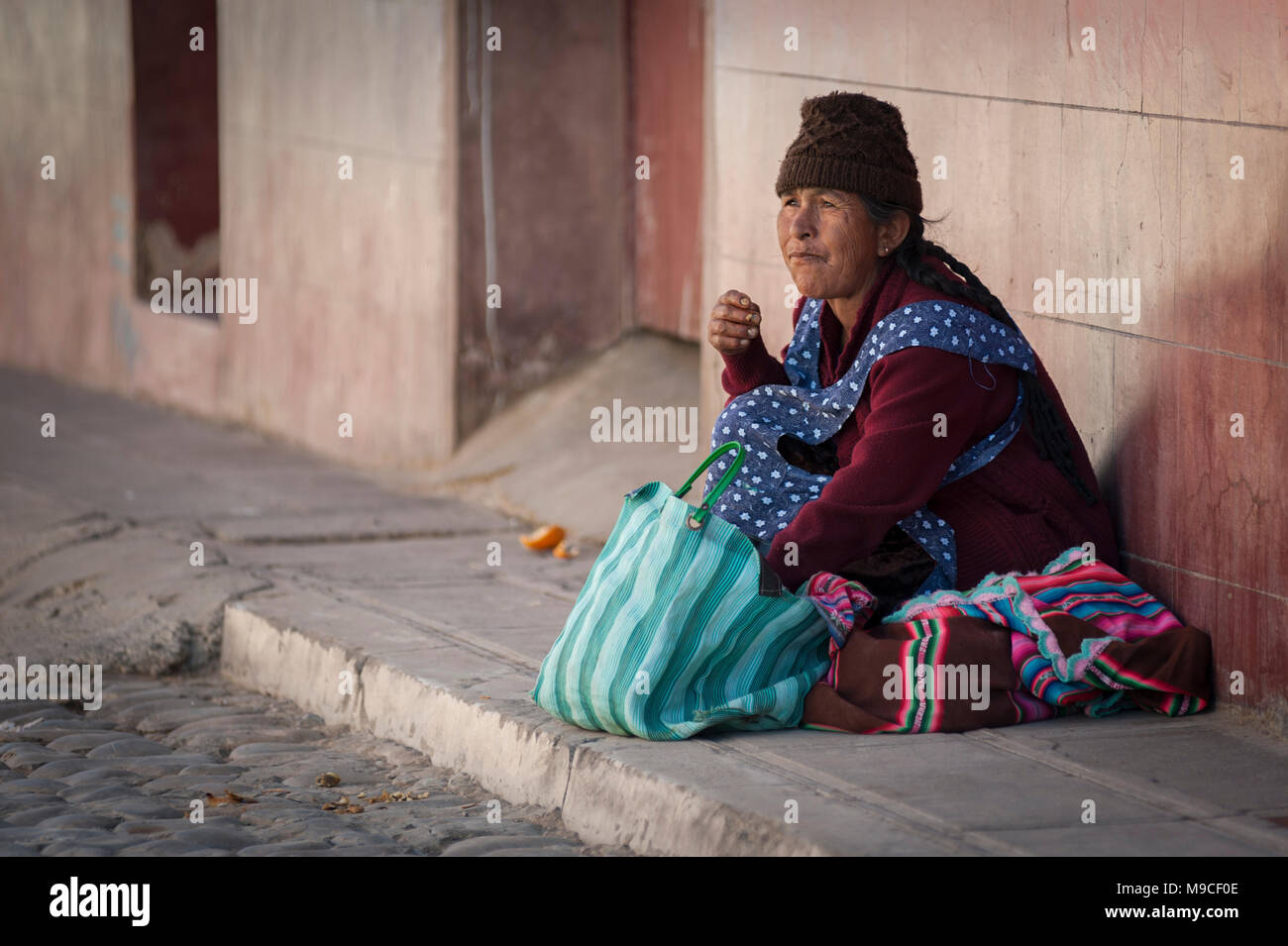 Unidentified indigenous native Quechua woman with traditional tribal ...