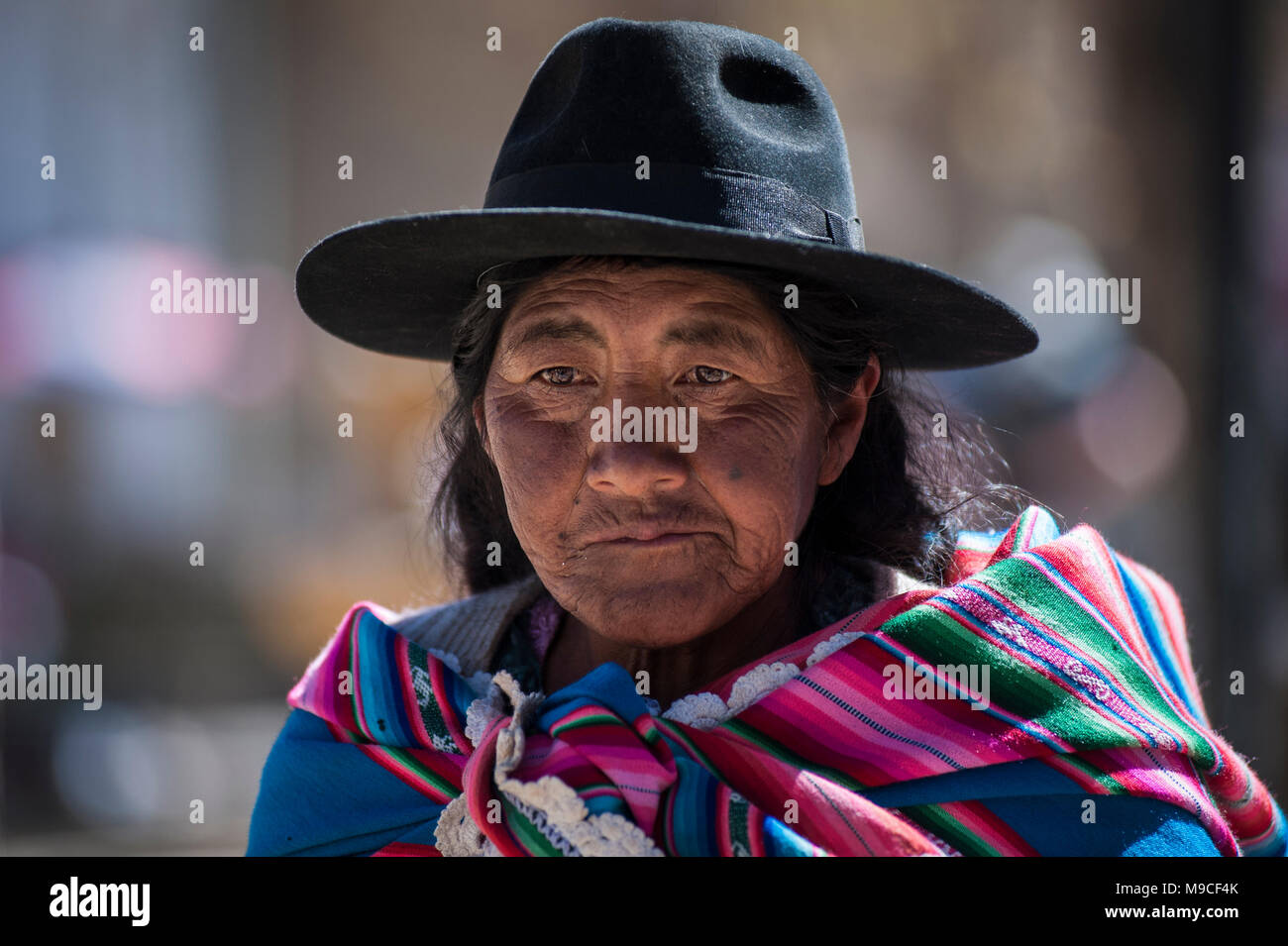Unidentified indigenous native Quechua woman with traditional tribal ...