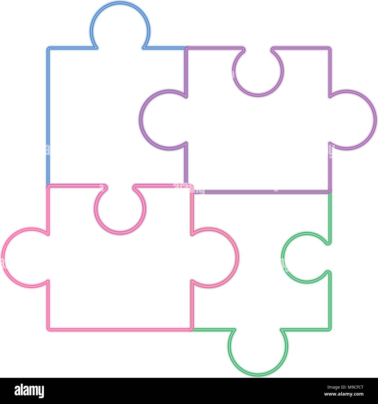 puzzle pieces icon over white background, colorful line design. vector ...