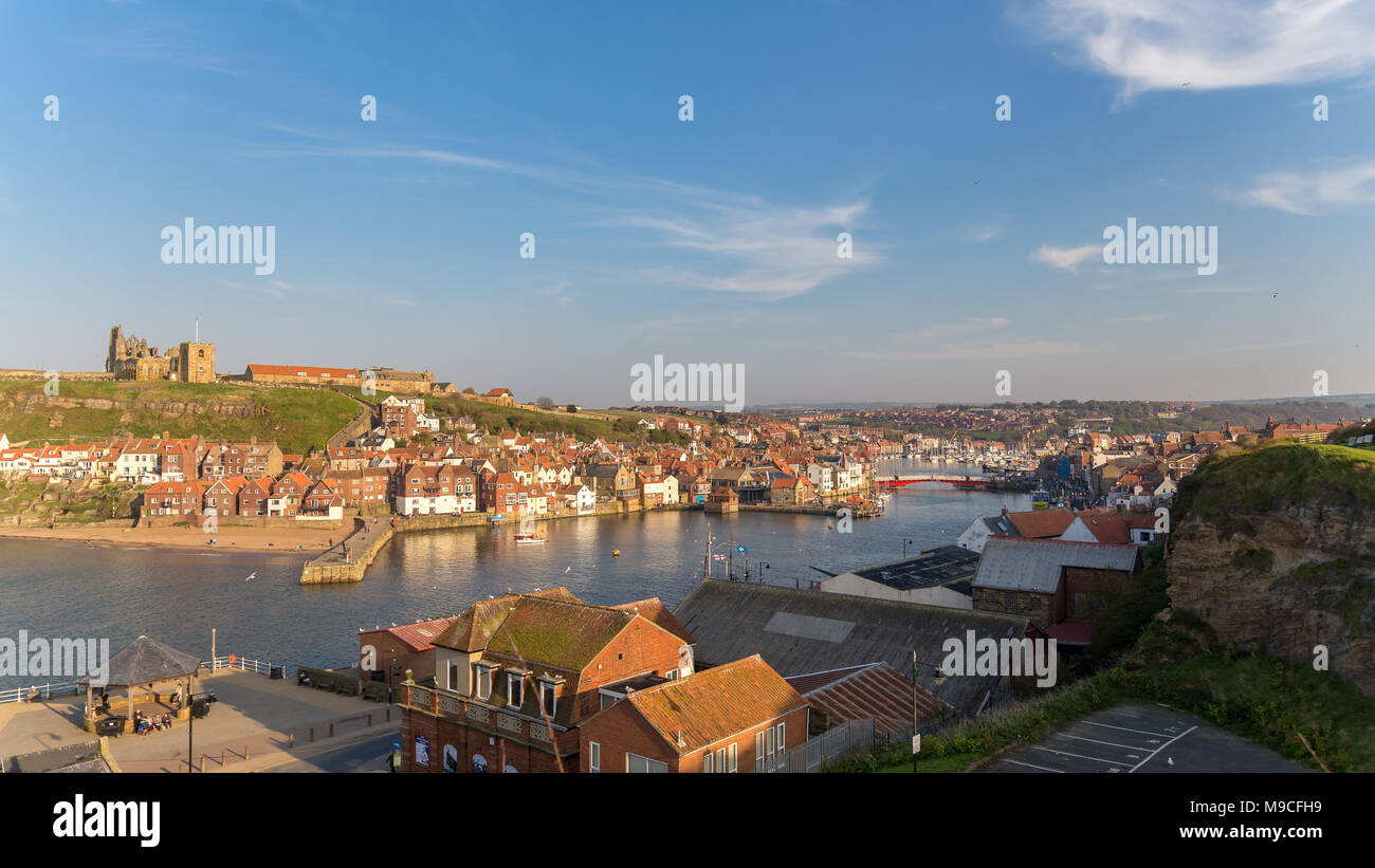 Whitby, North Yorkshire, England, UK - May 08, 2016: View over the ...