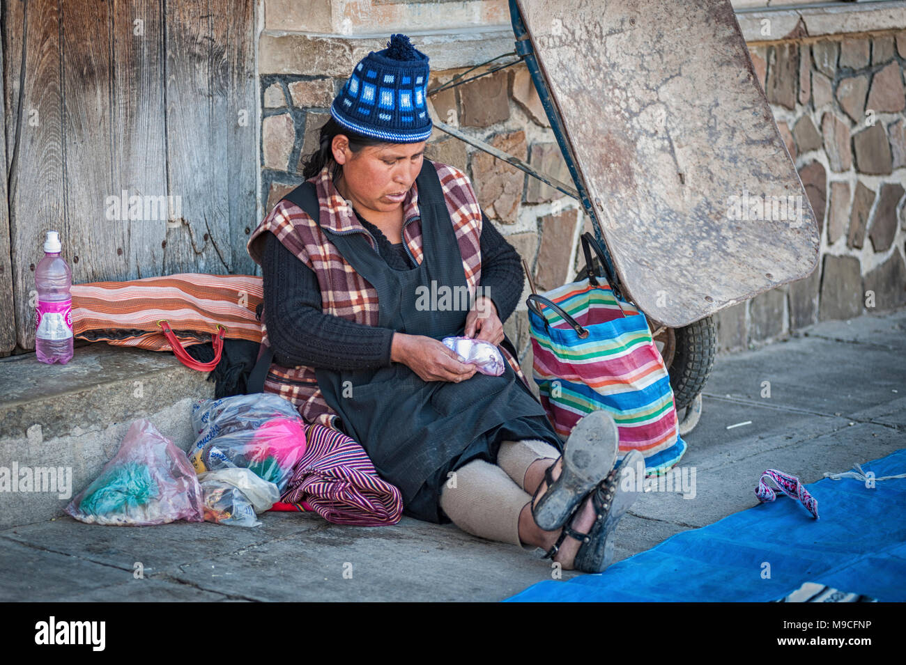 Unidentified indigenous native Quechua woman with traditional tribal ...