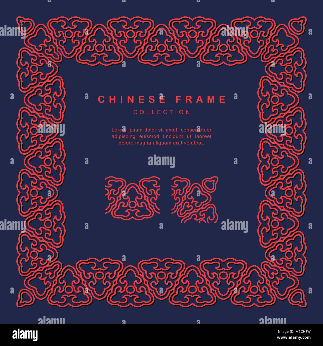 Traditional Chinese Frame Tracery Design Decoration Elements Stock ...