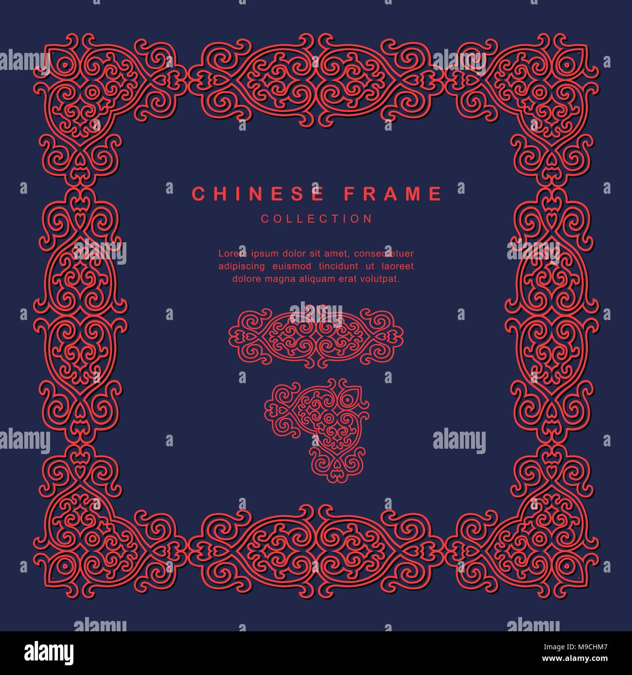 Traditional Chinese Frame Tracery Design Decoration Elements Stock ...