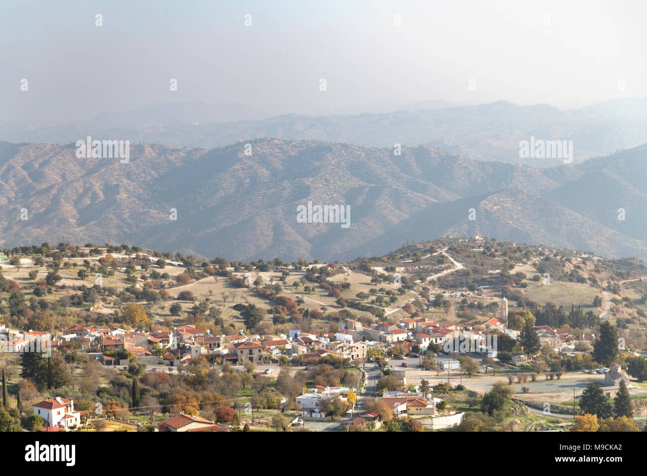 Cyprus, Lefkara, view over the village of Lefkara to the hills beyond ...
