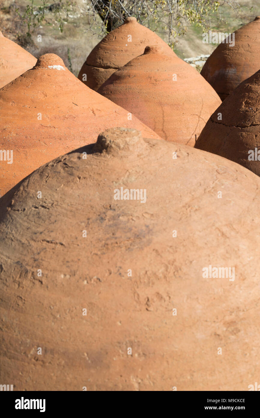 Cyprus, Omodos, traditional terracotta wine pots Stock Photo - Alamy