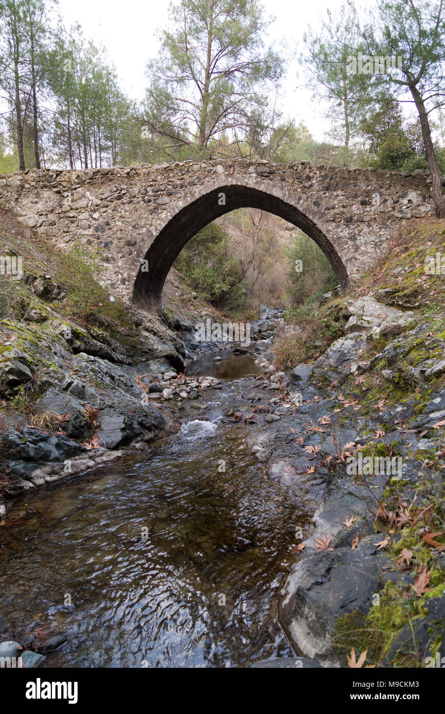 Cyprus, the medieval Elia bridge on the Finioti river Stock Photo - Alamy